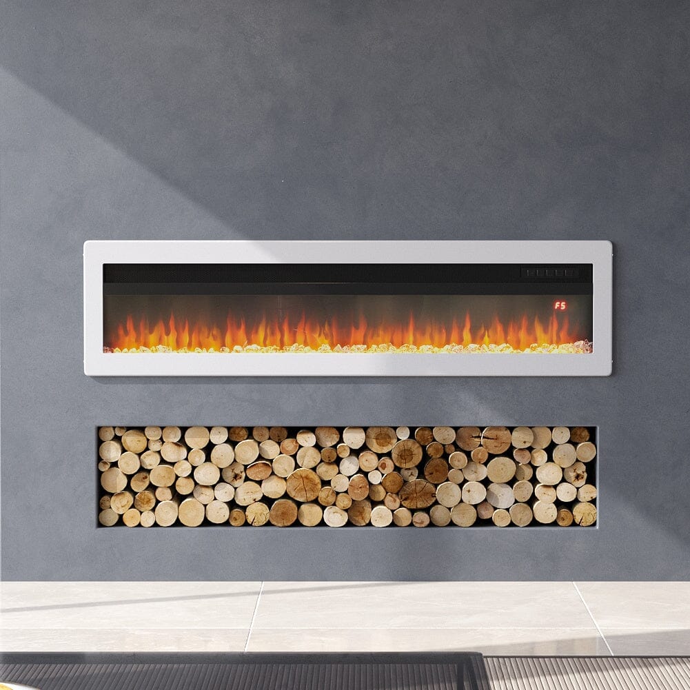 40/50/60 Inch Black/White Electric Fireplace 1800W Wall Mounted Heater ...
