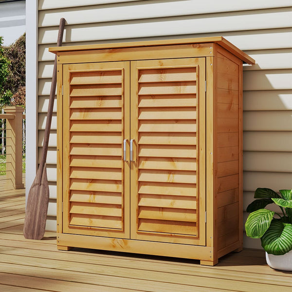97cm H Outdoor Solid Wood Storage Cabinet Garden Tool Shed – Living and ...