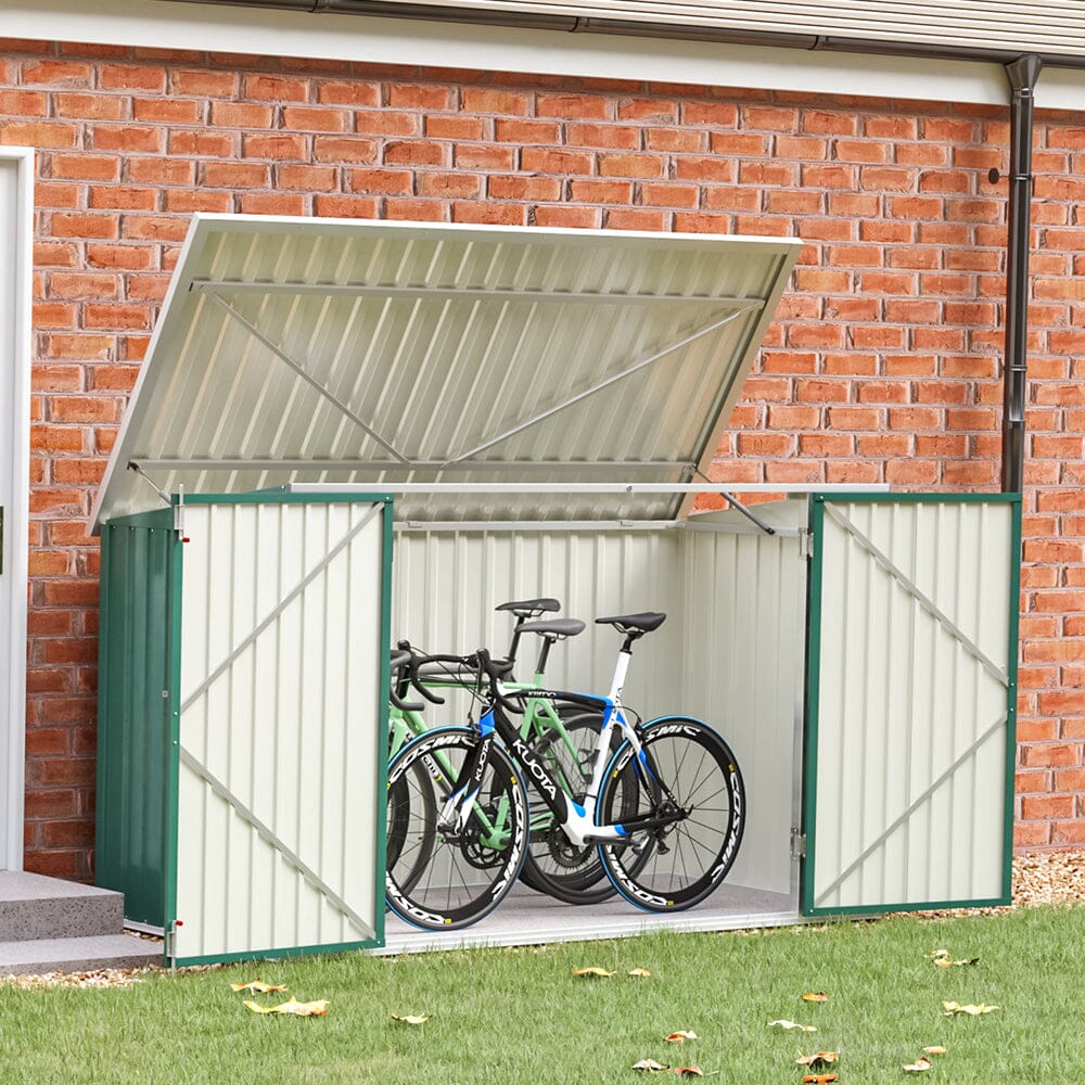 6/7ft Steel Bike Shed Lockable Garden Storage Shed Green/Black/Grey ...