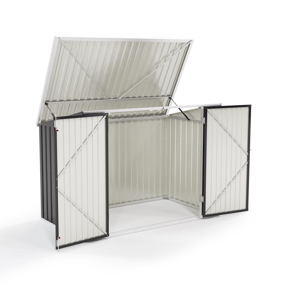 6/7ft Steel Bike Shed Lockable Garden Storage Shed Green/Black/Grey – Living and Home