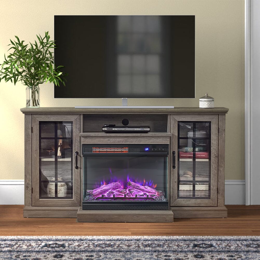 Smallbee 5ft Freestanding Fireplaces 3-Sided Electric Fireplace Rustic ...