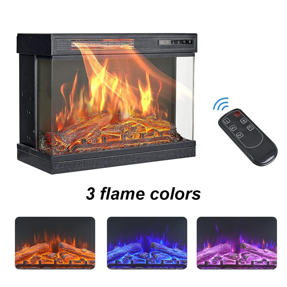 Smallbee 5ft Freestanding Fireplaces 3-Sided Electric Fireplace Rustic ...