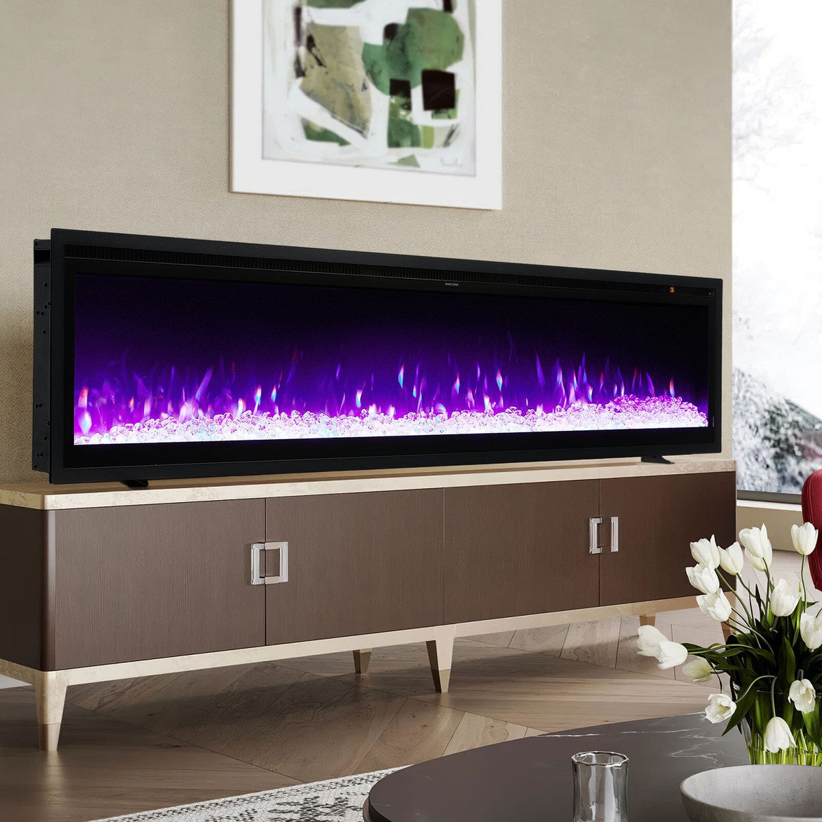 42/50/60/73 inch Electric Fire 12 Vibrant Flame Colours Electric Firep ...