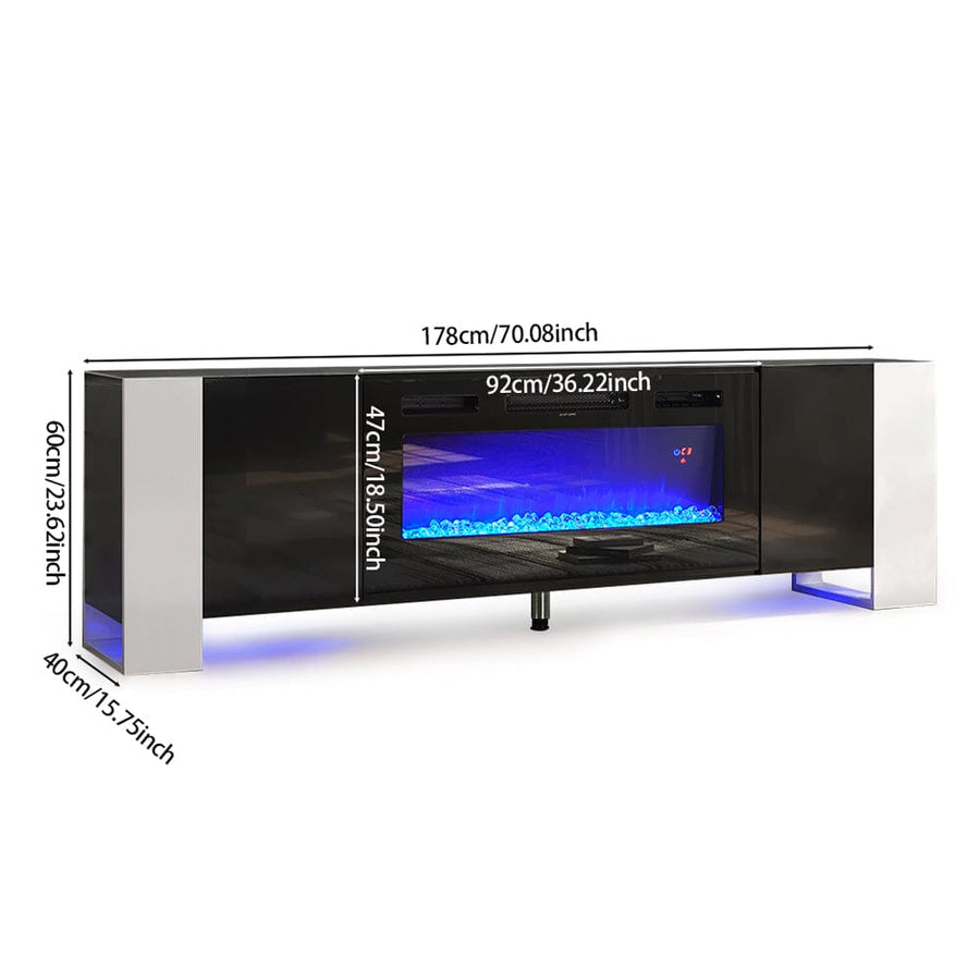 70inch W Modern LED TV Stand with 12 Colour Electric Fireplace – Living ...