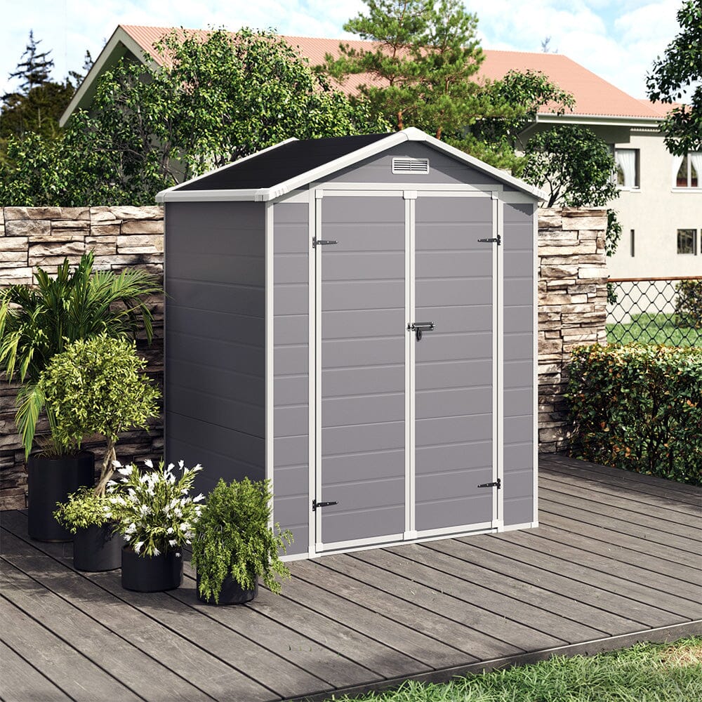 4×2ft/ 4×3ft Plastic Outdoor Garden Storage Shed with Style A/B in Gre ...