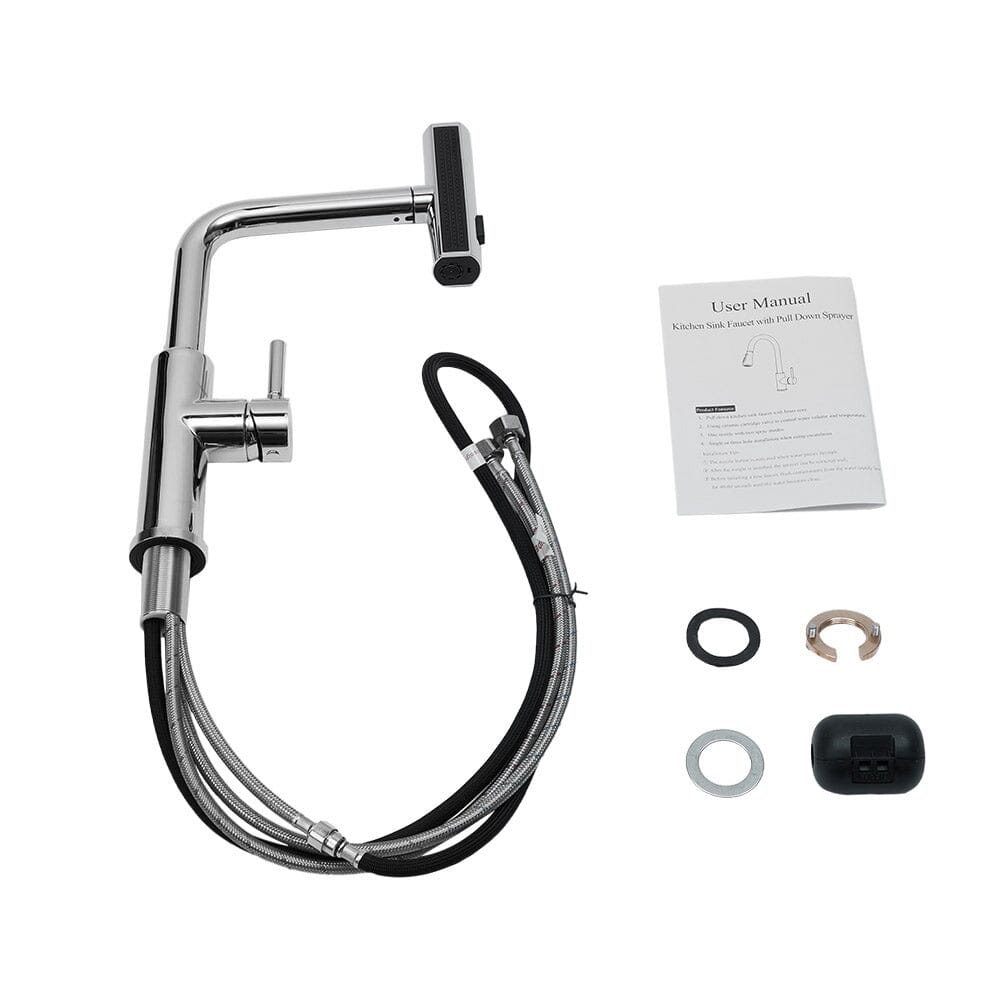 Retractable Pulldown Kitchen Mixer Faucet 2 Function Spout Faucets ...