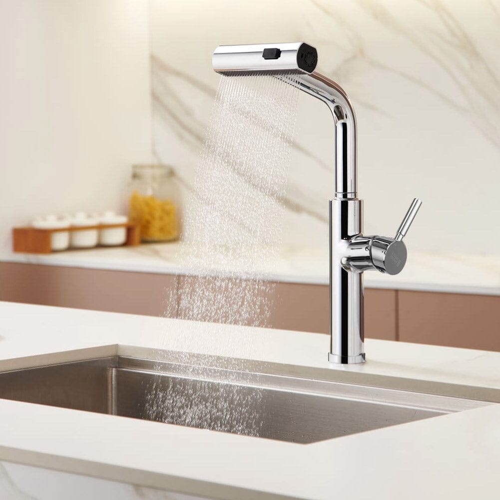 Retractable Pulldown Kitchen Mixer Faucet 2 Function Spout Faucets ...