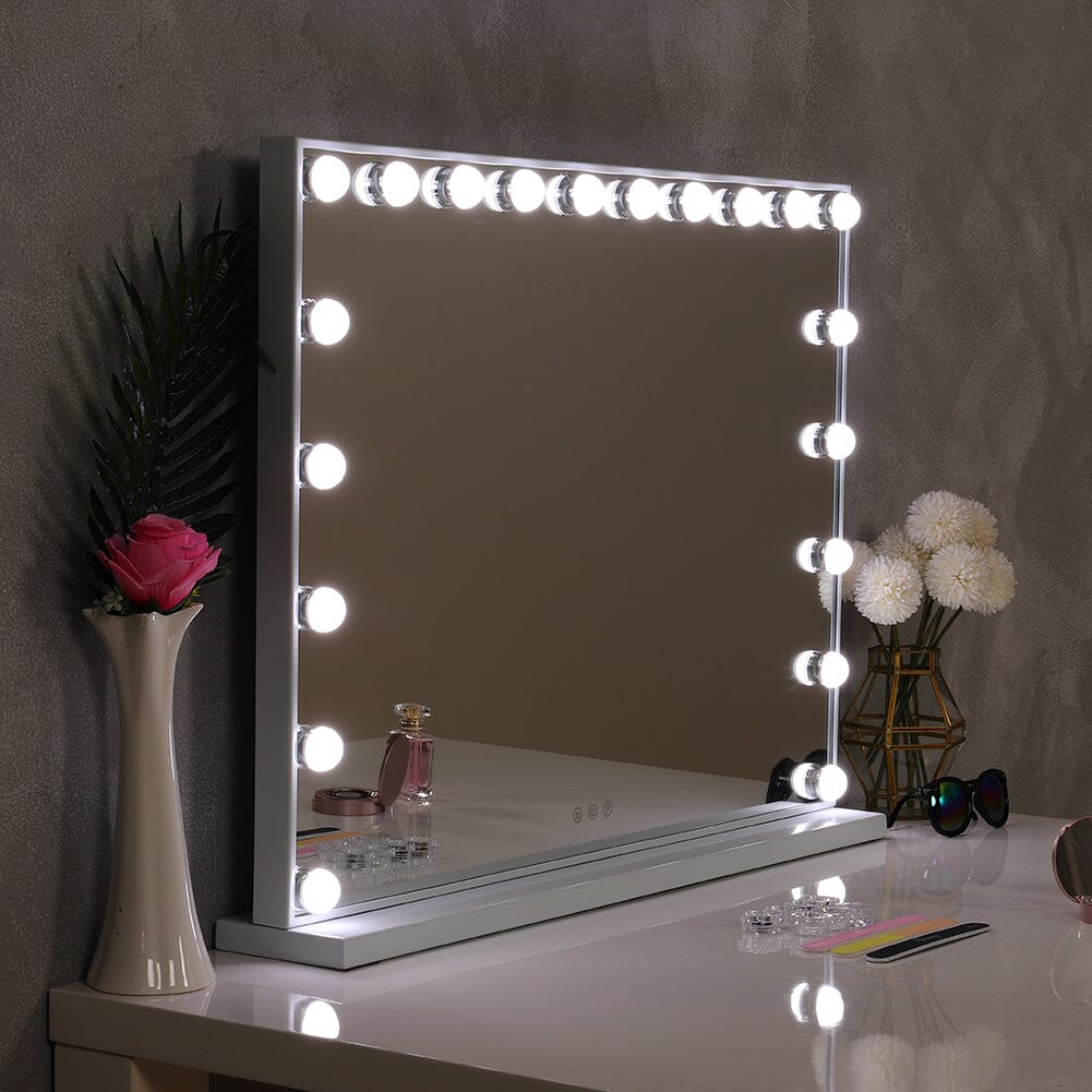 Hollywood Style Lighted Rectangular Makeup Mirror with Base – Living ...