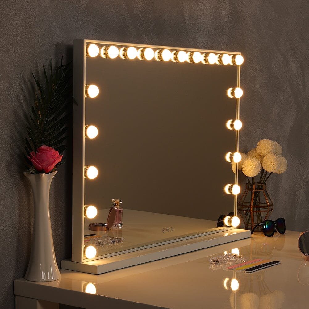 Hollywood Style Lighted Rectangular Makeup Mirror with Base – Living ...
