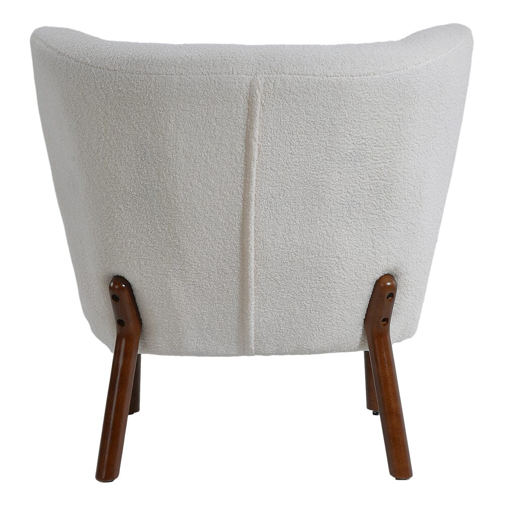White Boucle Teddy Upholstered Accent Chair with Footstool – Living and ...