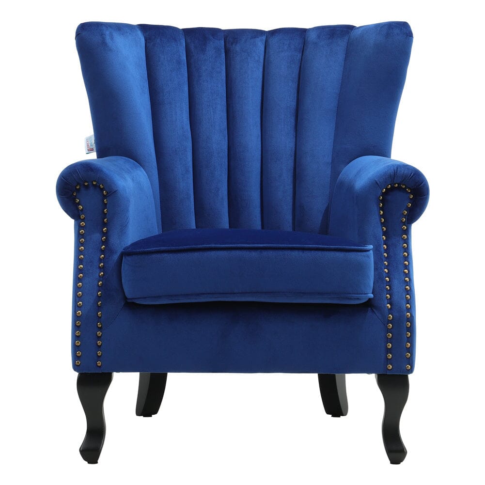 Velvet Upholstered Wingback Chair Thick Padded Armchair – Living and Home