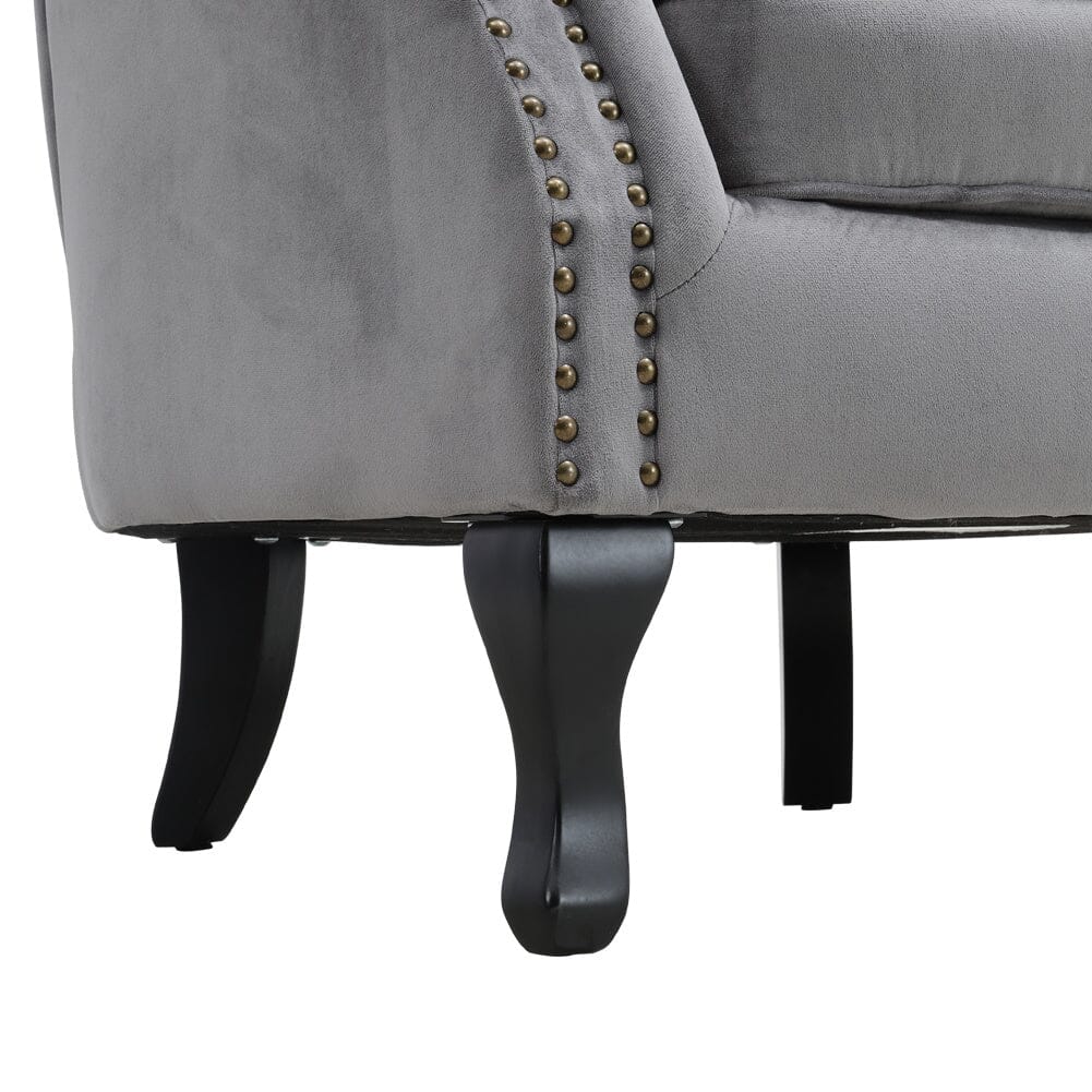 Green Velvet Upholstered Wingback Chair Thick Padded Armchair – Living ...