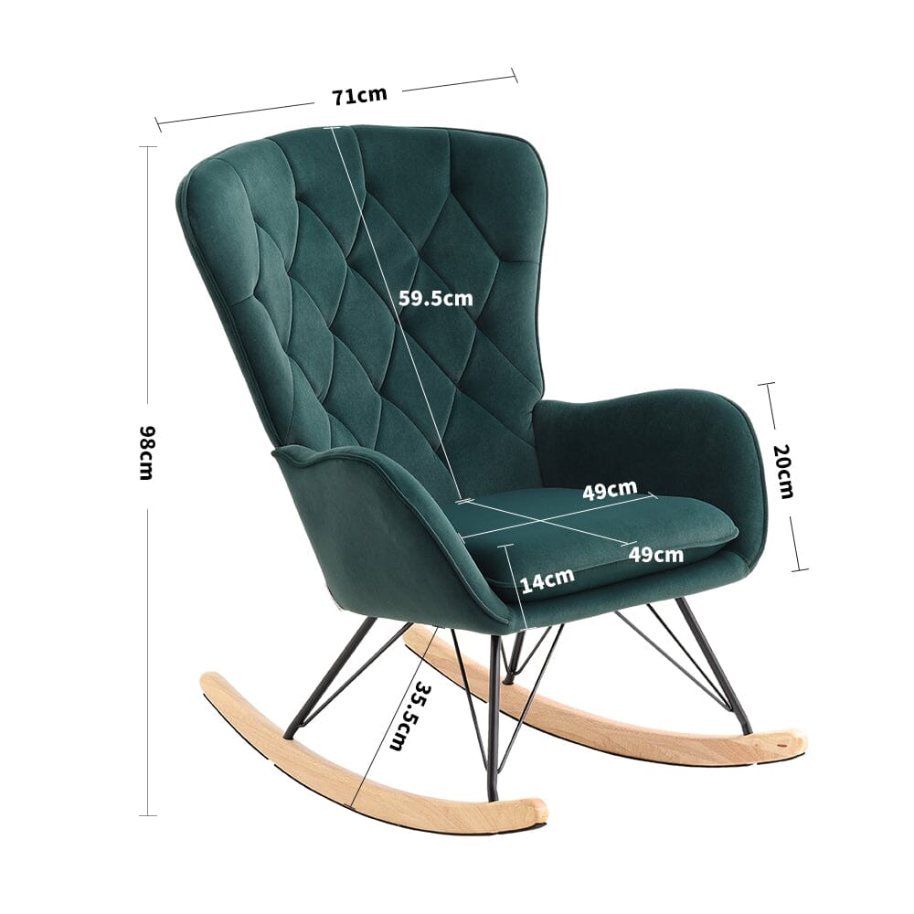103cm Velvet Rocking Chair Padded Seat for Living Room – Living and Home