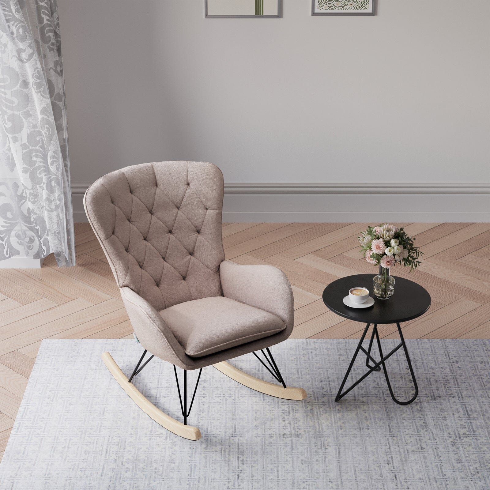 103cm Velvet Rocking Chair Padded Seat for Living Room – Living and Home