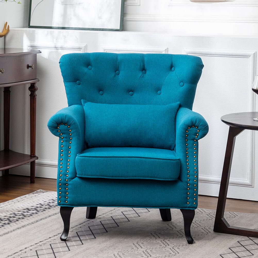 Linen Upholstery Wingback Chair With Cushion – Living and Home