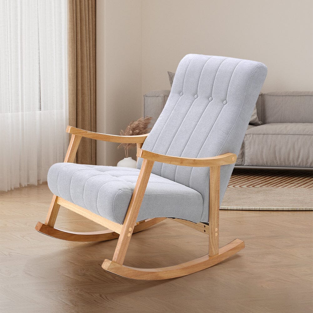85cm D Solid Wood Rocking Chair with Velvet Upholstered – Living and Home