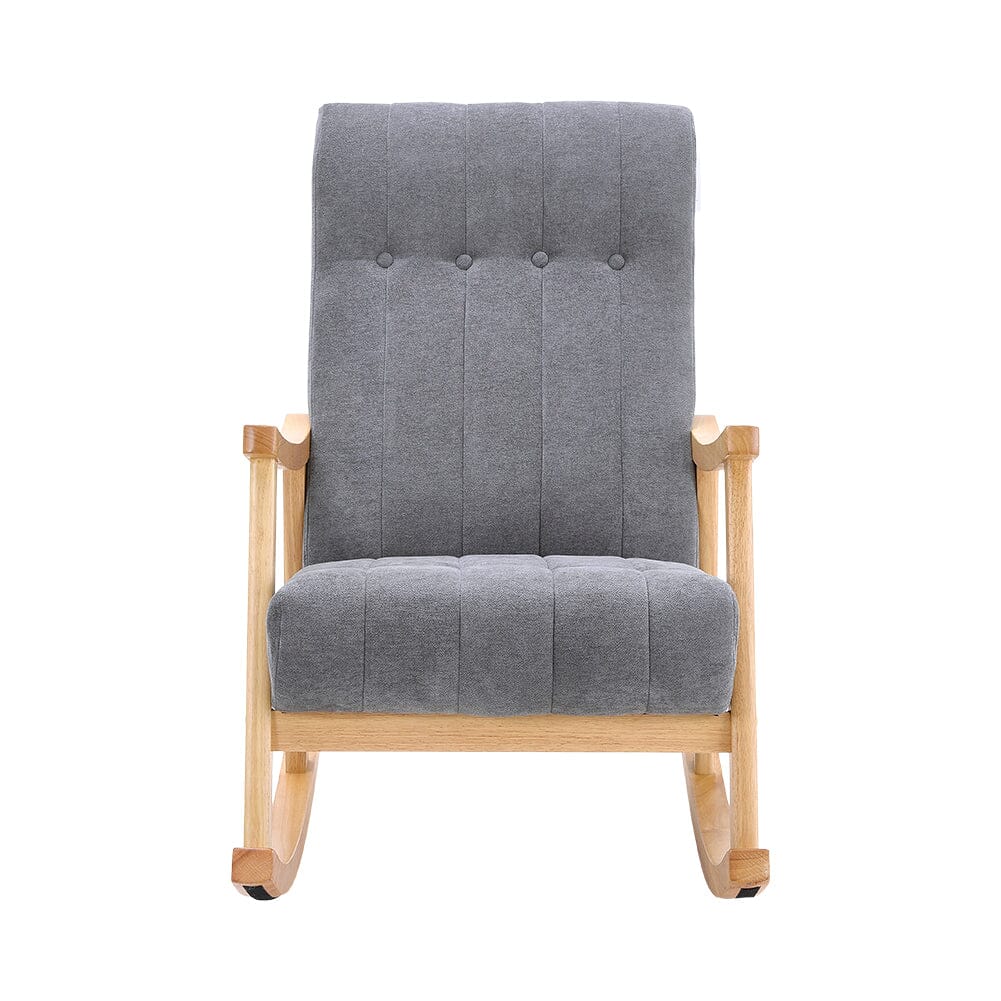 Solid Wood Rocking Chair with Velvet Upholstered – Living and Home