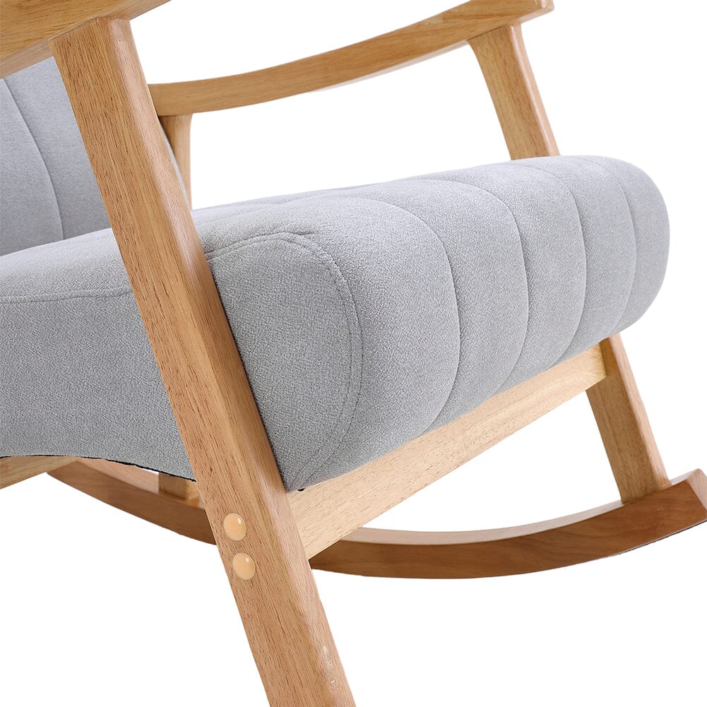 Solid Wood Rocking Chair with Velvet Upholstered – Living and Home