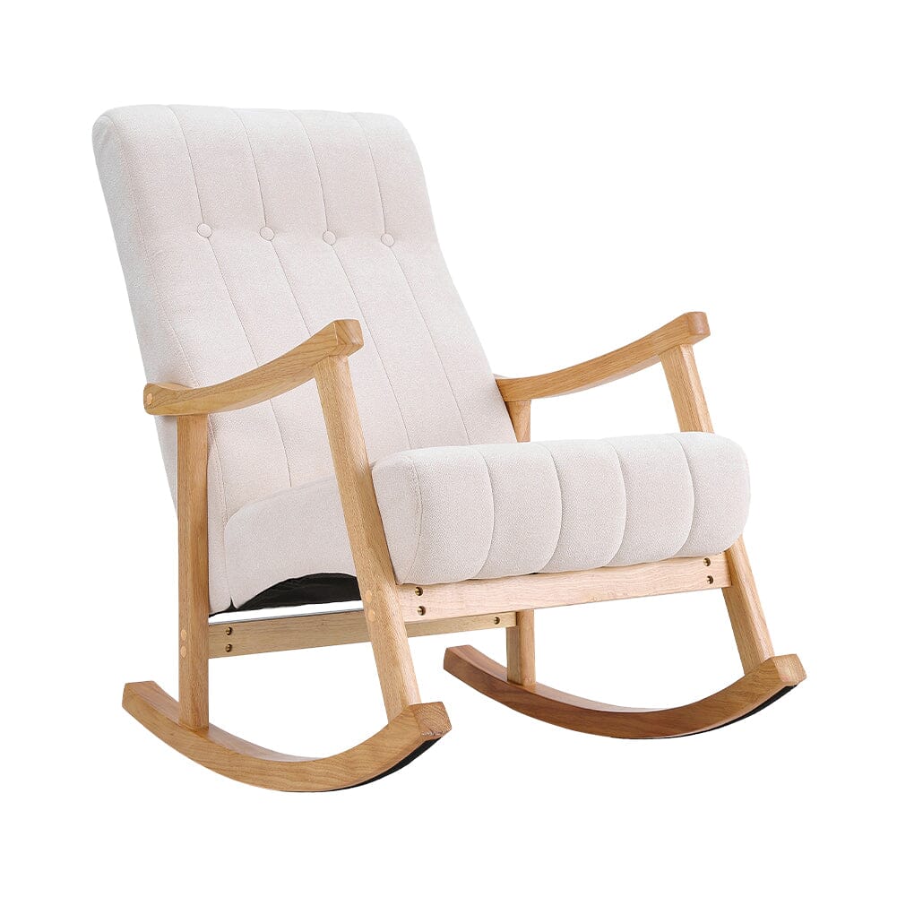 Solid Wood Rocking Chair with Velvet Upholstered – Living and Home