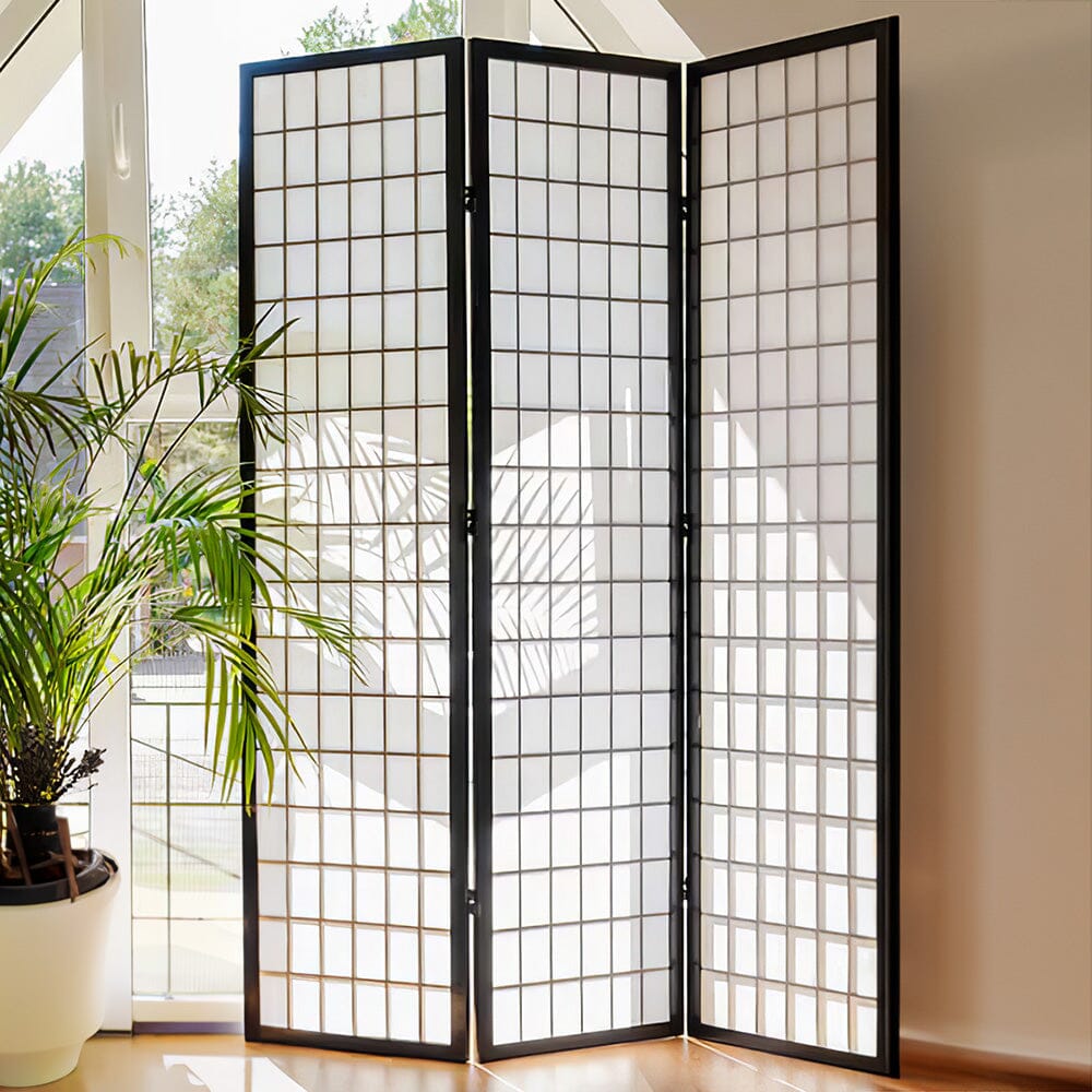 3/4 Panel Solid Wood Folding Room Divider Screen Stylish and Functiona ...