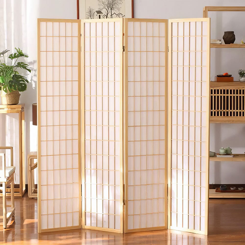 3/4 Panel Solid Wood Folding Room Divider Screen Stylish and Functiona ...