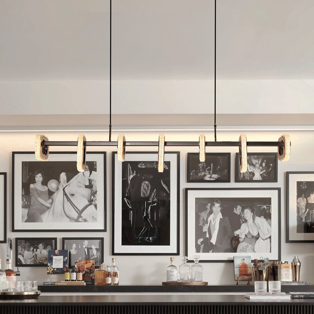 Lightsin Gold Linear LED Pendant Light with Acrylic Shades Metal Ceili ...