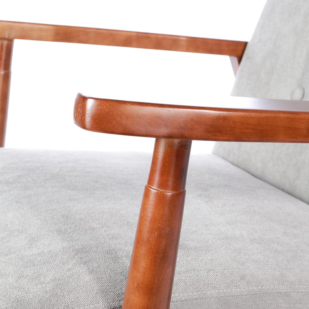 Linen Padded 2 Seater Sofa Rubber Wood Loveseat in Grey – Living and Home