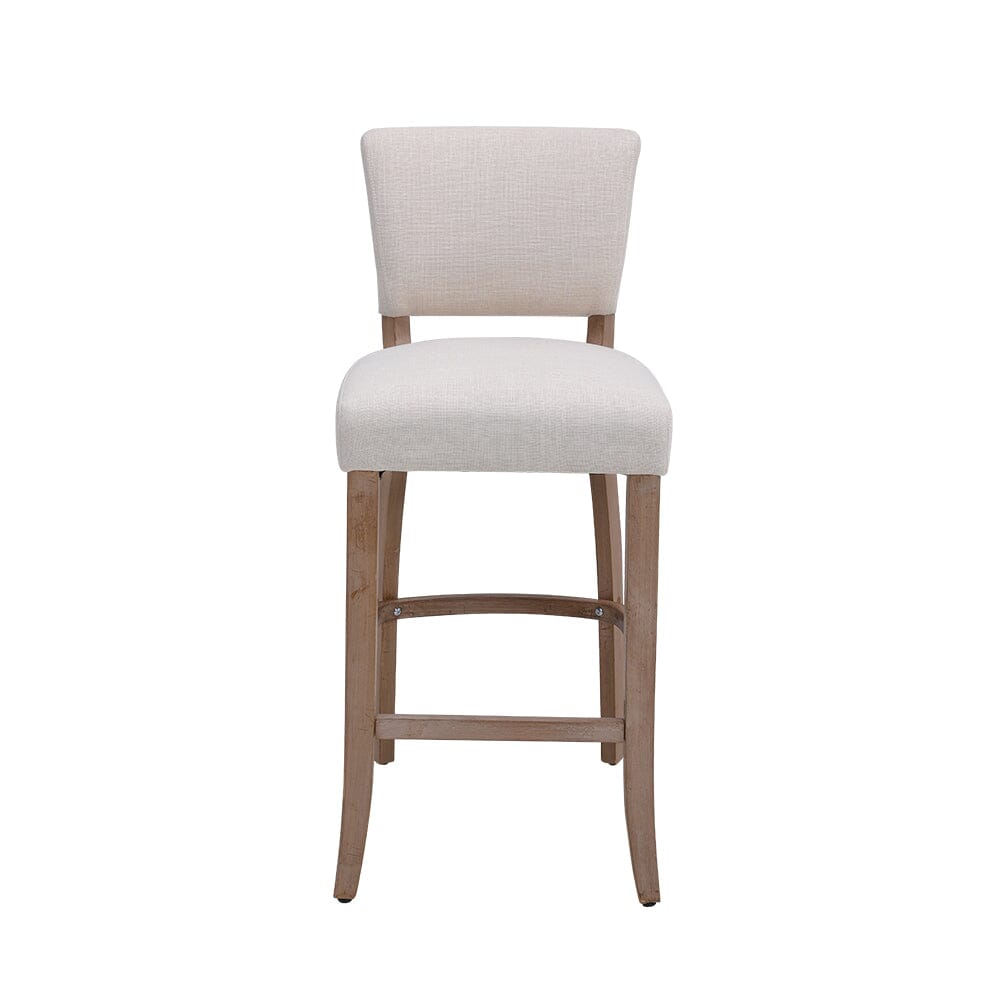 Set of 2 Linen Upholstered Bar Stool with Natural Wood Legs – Living ...