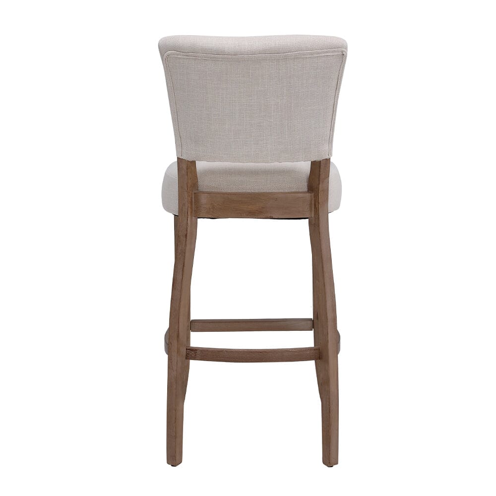 Set of 2 Linen Upholstered Bar Stool with Natural Wood Legs – Living ...
