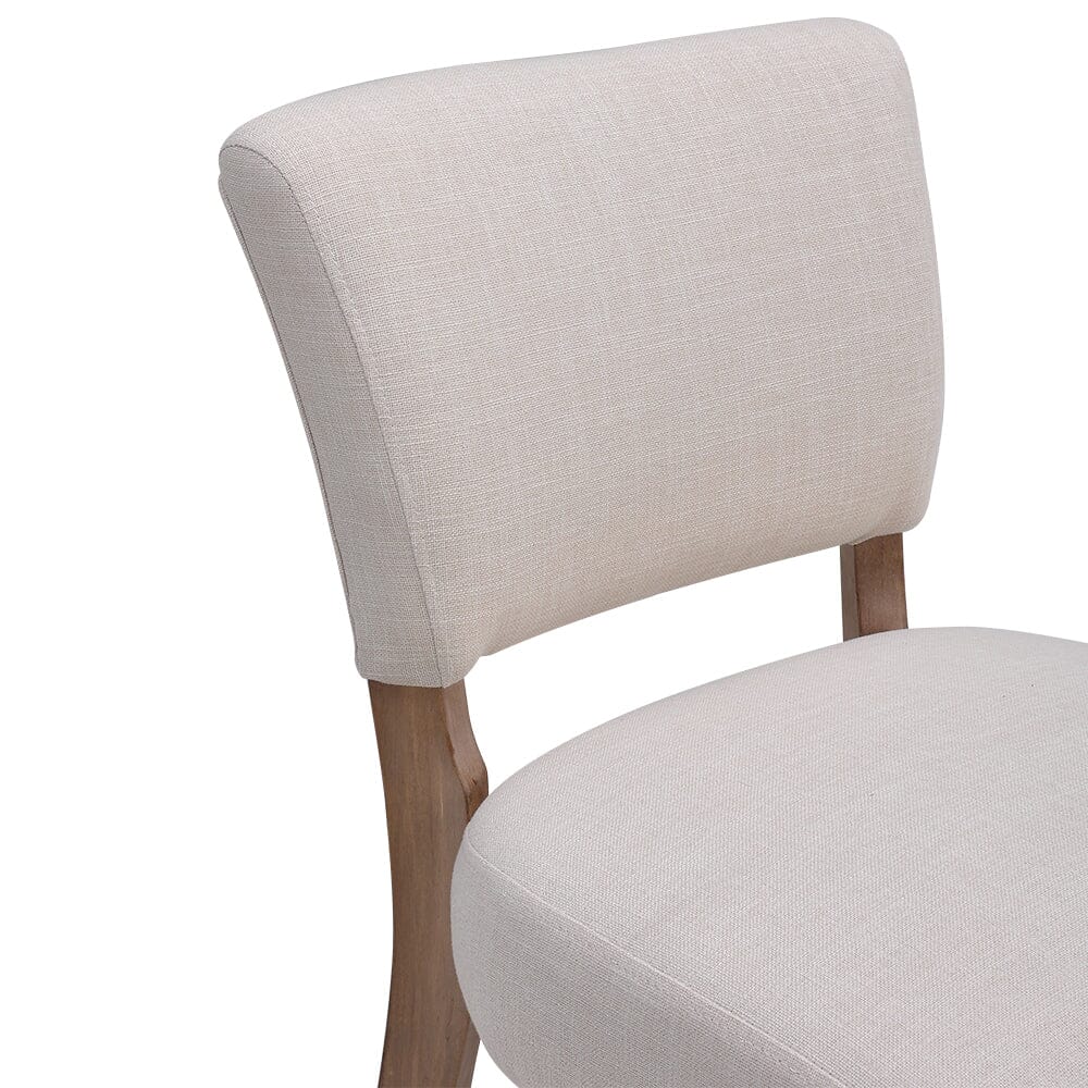 Set of 2 Linen Upholstered Bar Stool with Natural Wood Legs – Living ...