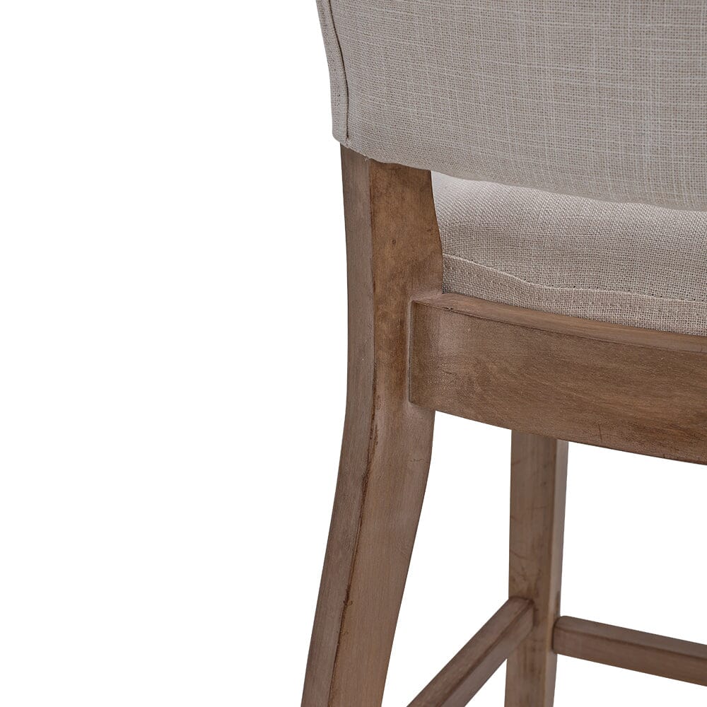 Set of 2 Linen Upholstered Bar Stool with Natural Wood Legs – Living ...