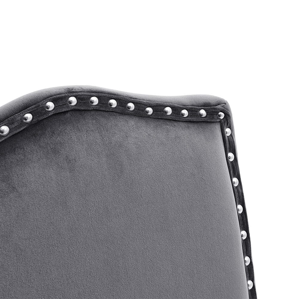 Set of 2 Grey Velvet Upholstered High Back Dinning Chair – Living and Home