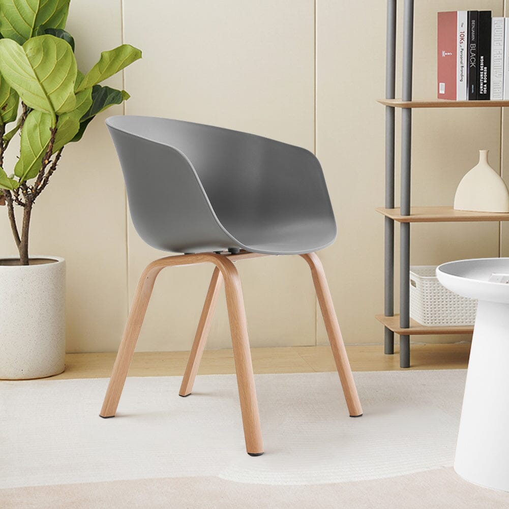 Modern Gray Plastic Chair with Heat Transfer-Printed Legs, Set of Four ...