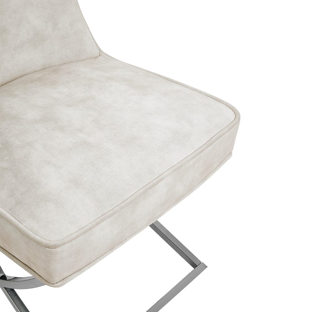 Set of 2 Beige High Back Dining Chairs with velvet Upholstered – Living ...