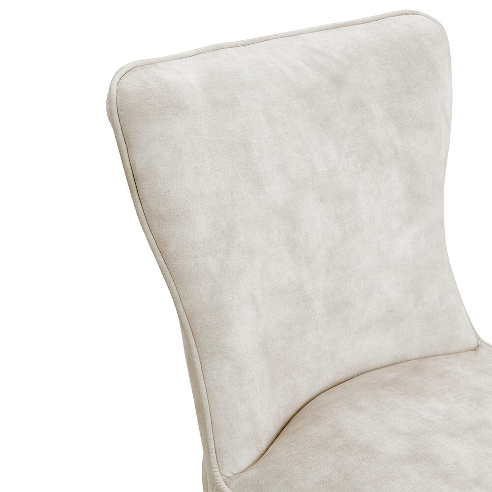 Set of 2 Beige High Back Dining Chairs with velvet Upholstered – Living ...
