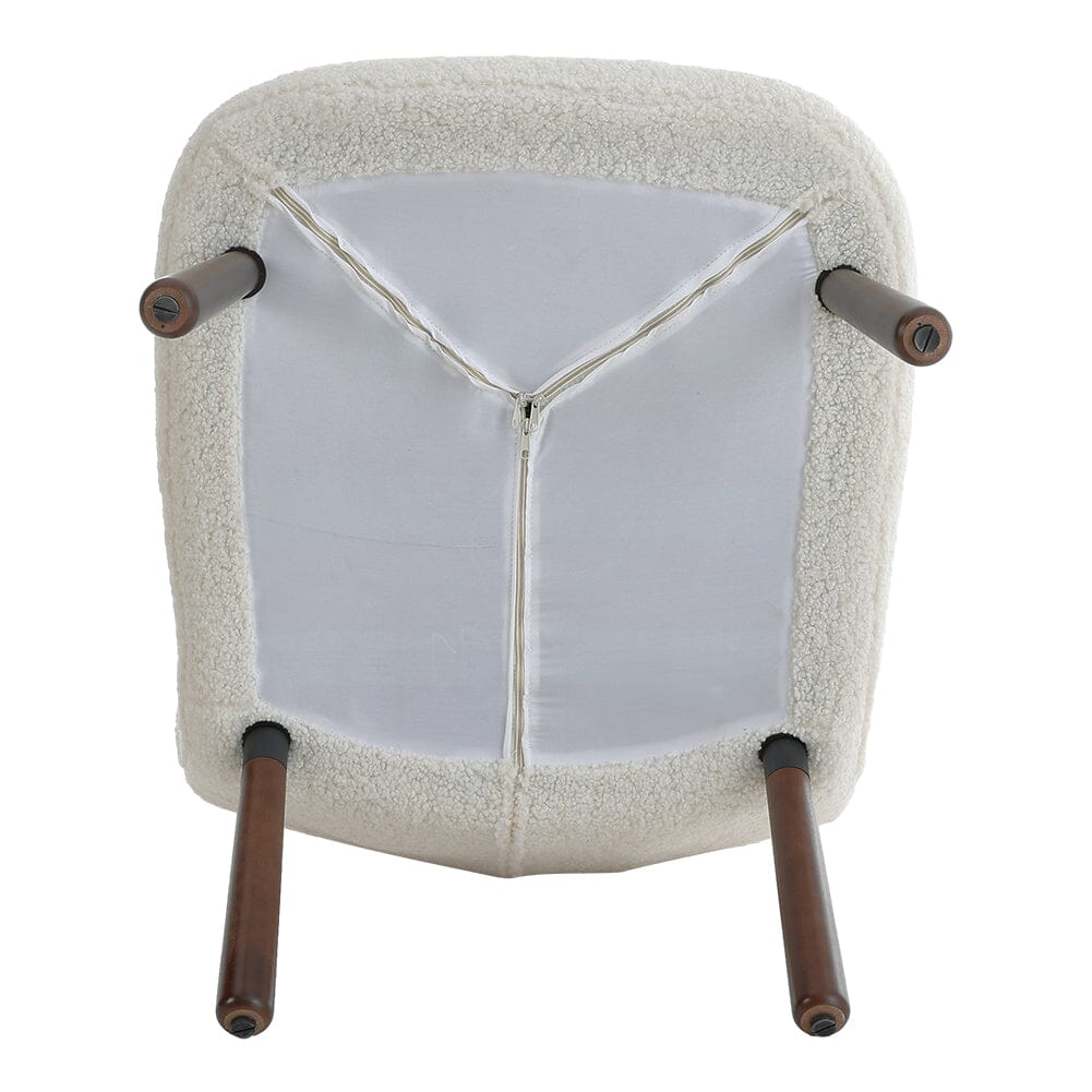 Modern White Lamb Wool Armchair with Ottoman Set Lounge Chair with Foo ...