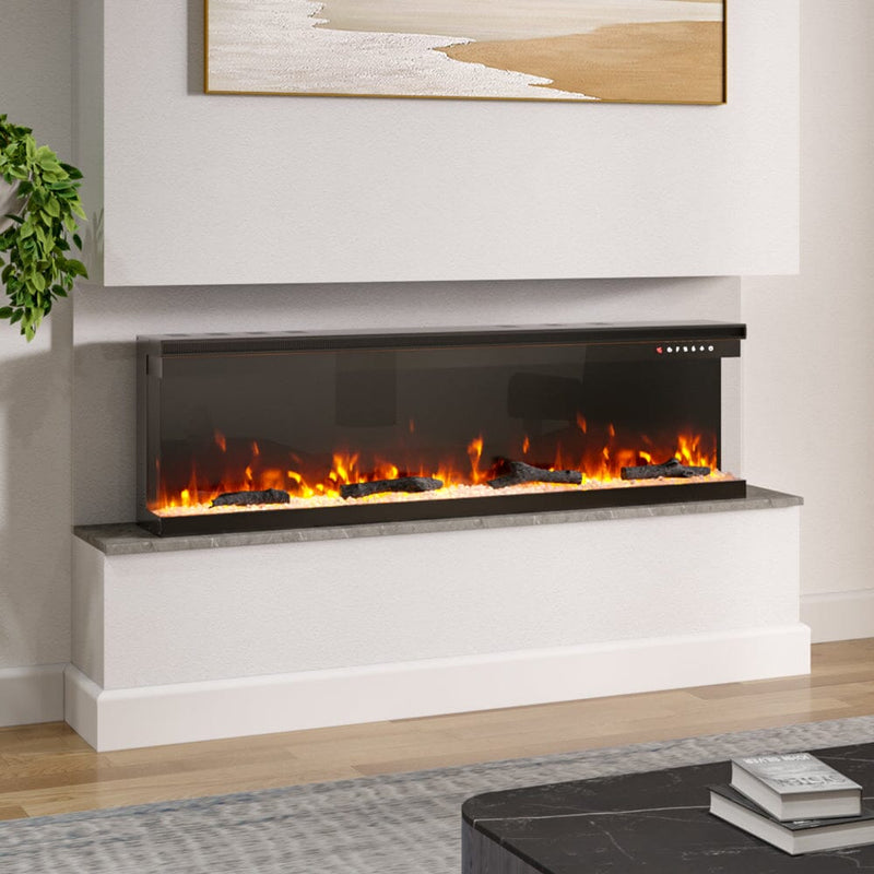 40/50/60/70-Inch 3-Sided Freestanding Electric Fireplace 12 Flame Colo ...