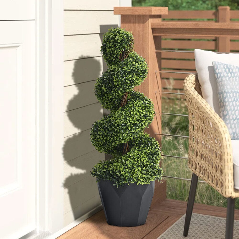 90cm H 2 Pack Artificial Topiary Spiral Boxwood Tree Fake Plant ...