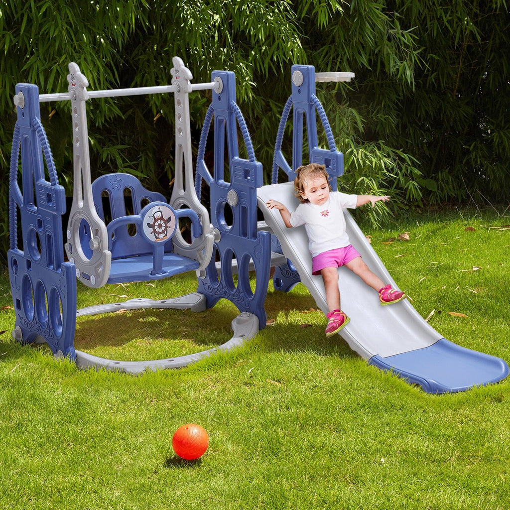 153cm W 3 in 1 Kids Swing and Slide Set Toddler Climber Playset ...