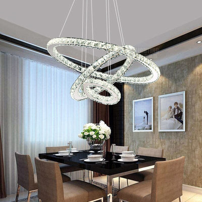 3 Rings Ceiling Light Crystal LED Chandelier Pendant Non-Dimmable ...
