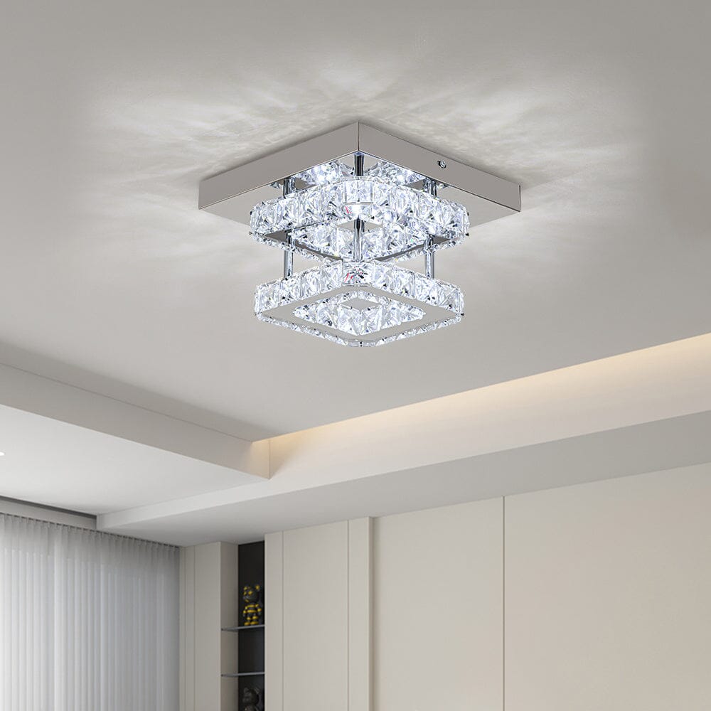 Double Tier Square Crystal Celling Light – Living and Home
