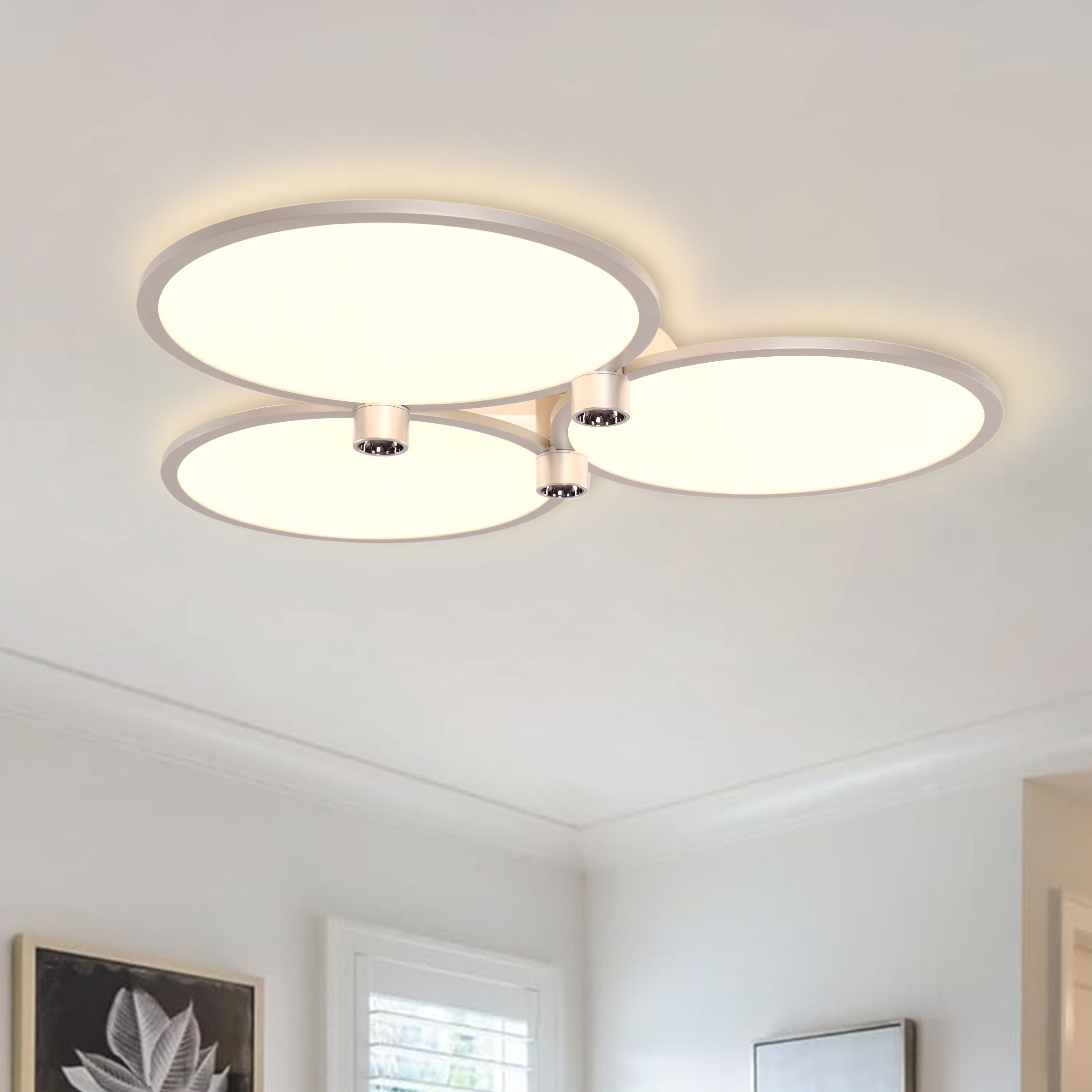 Lightsin Modern Three-Disk Silver/Gold Full Spectrum Ceiling Light ...