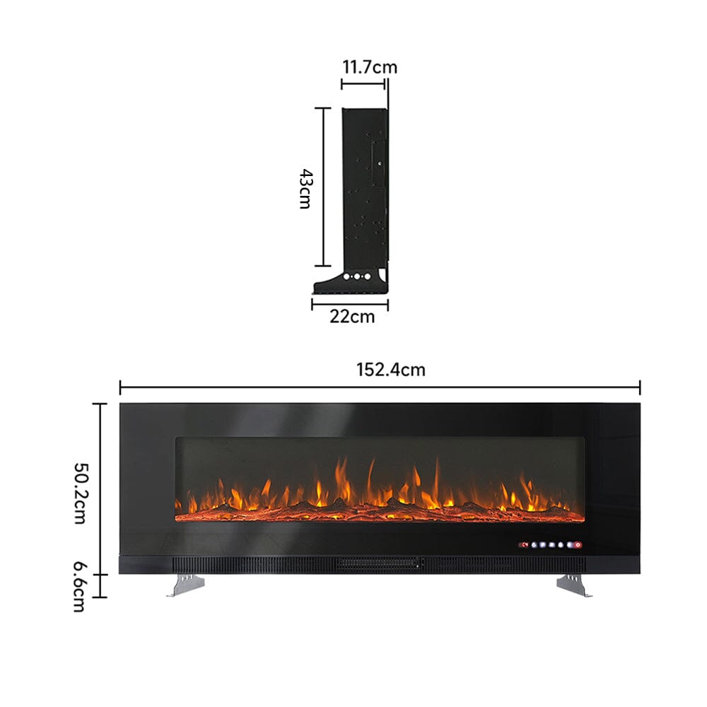 50/60 inch Wall Mounted Electric Fireplaces 5000BTU Inset Fireplace He ...