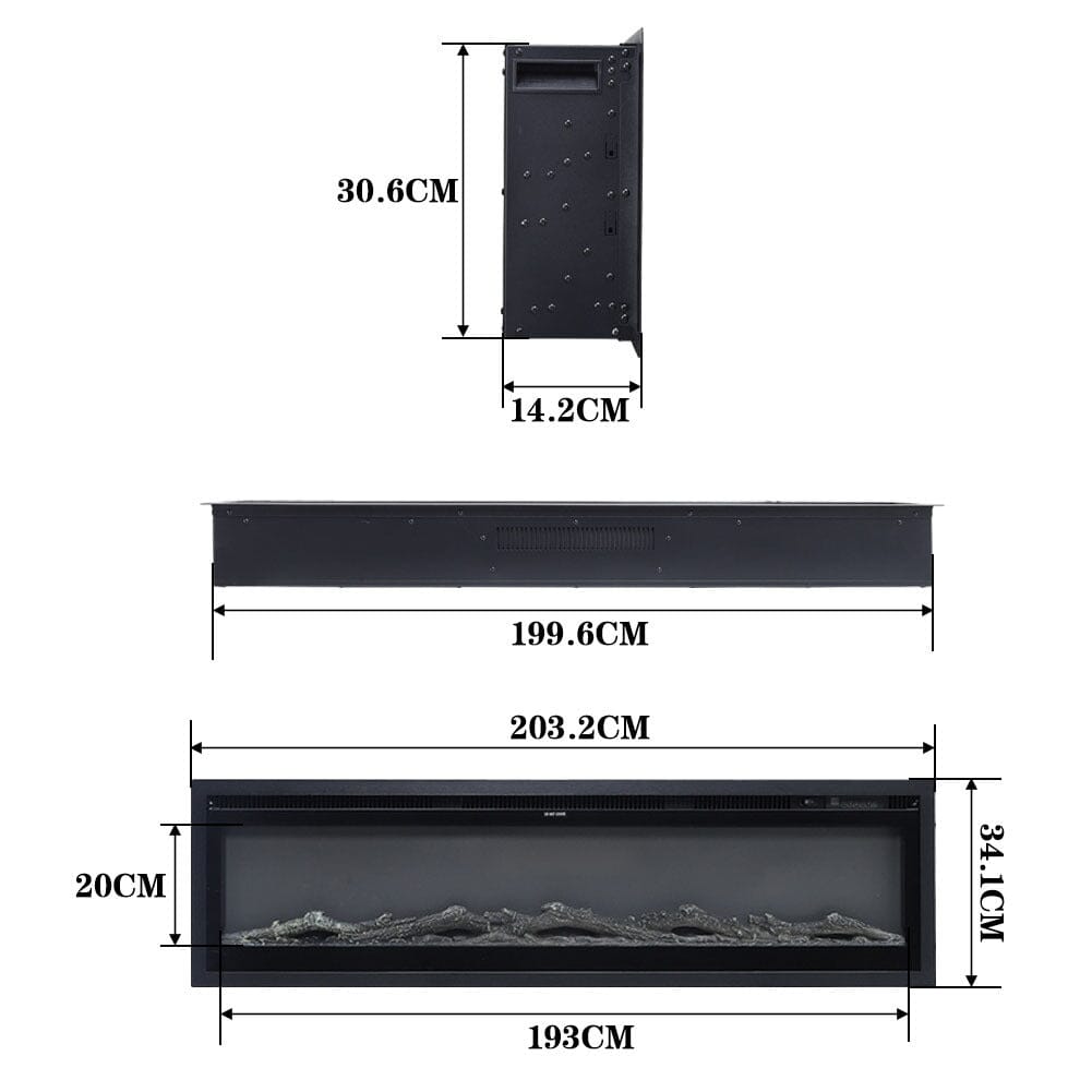 70/80 Inch Electric Fireplace with Remote 9 Flame Colours Freestanding ...