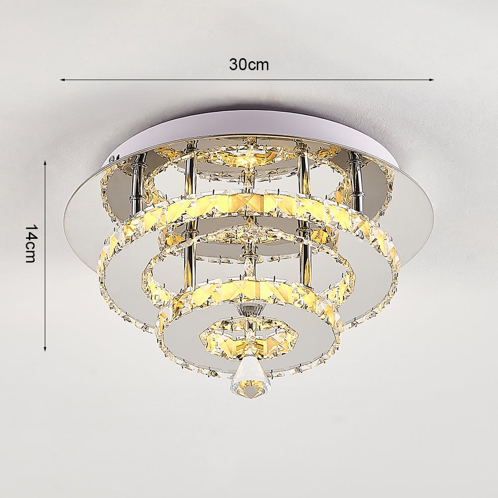 30cm W Stacked LED Ceiling Light with Crystal Rims Energy Saving ...