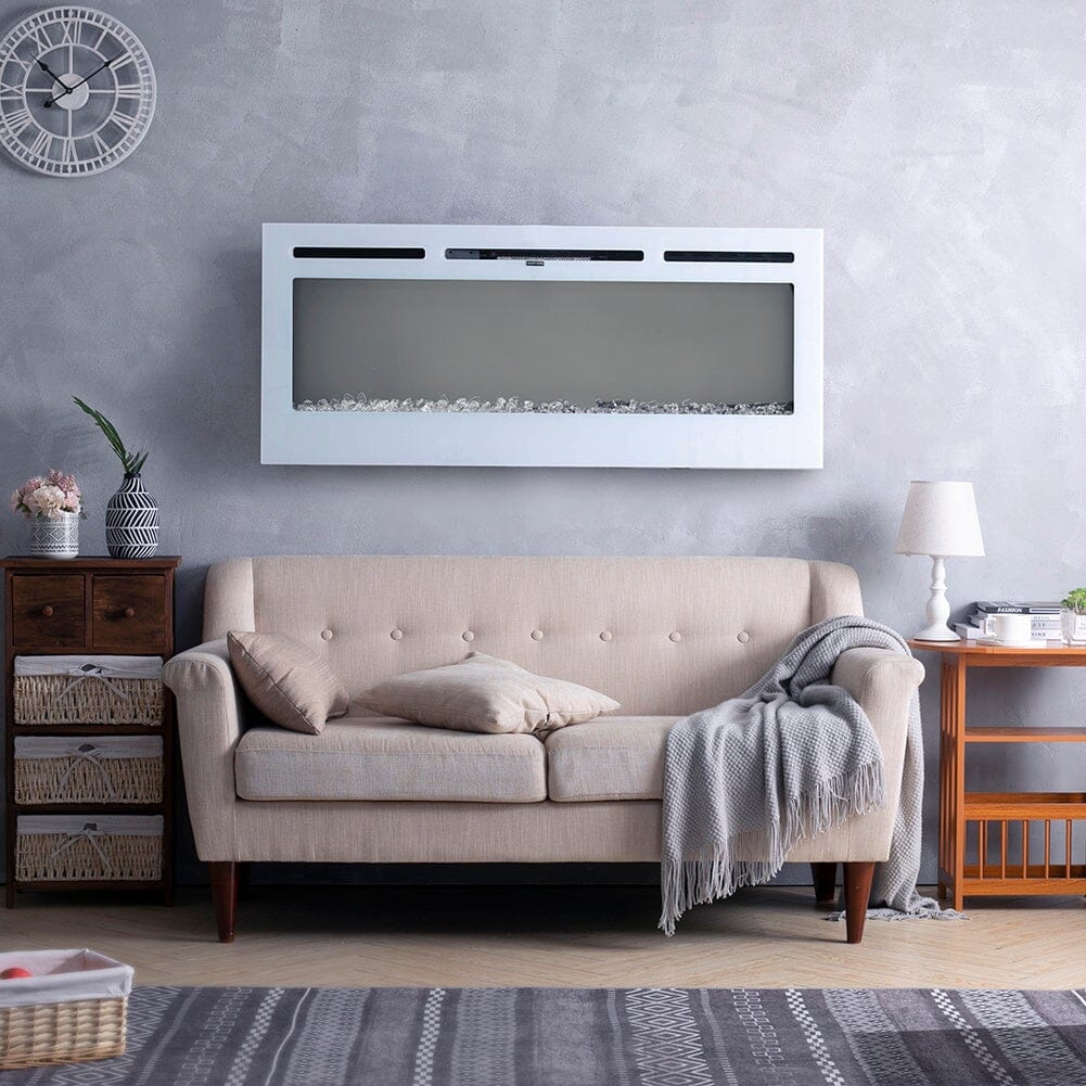 60 Inch Wall Mounted Fireplaces Recessed Fireplace 1800W White 5120BTU ...