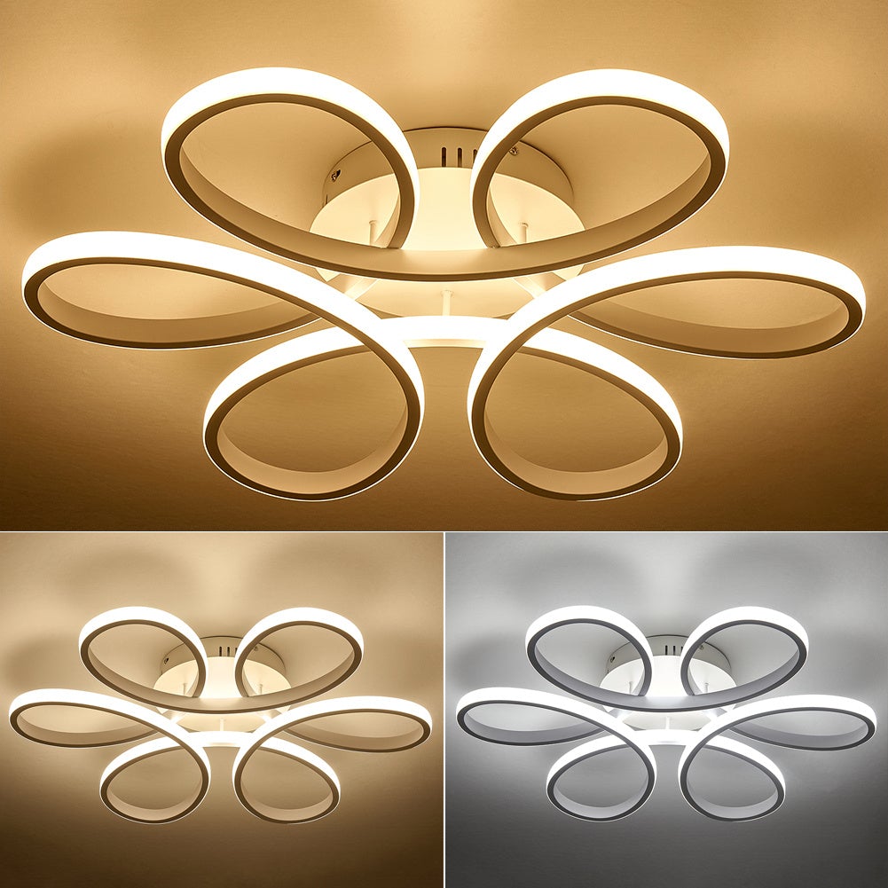 Floral 6 Rings Modern LED Ceiling Light Dimmable with Remote Control ...