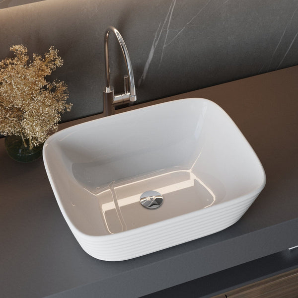 50.5cm W Bathroom White Square Countertop Sink – Living and Home