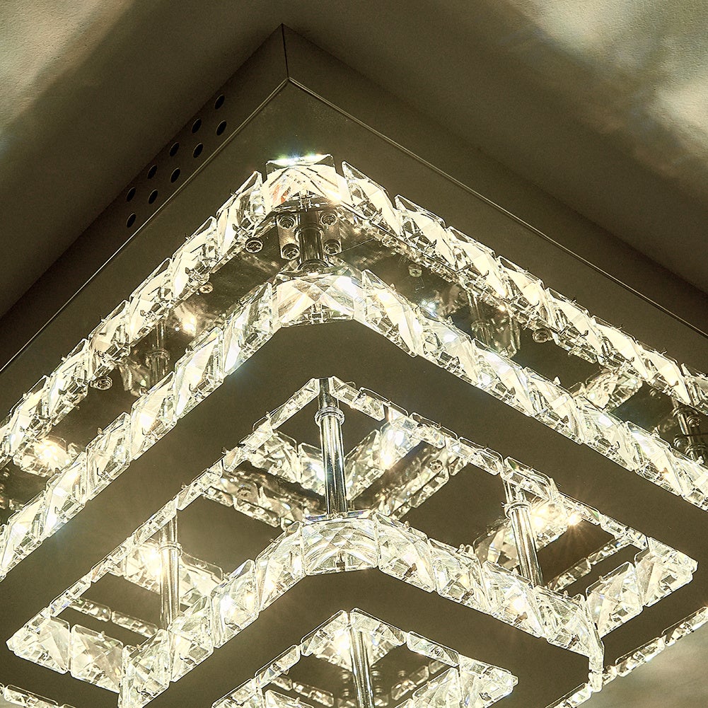 Modern 2-Tier Crystal LED Ceiling Light Fixture Dimmable/Non-dimmable ...