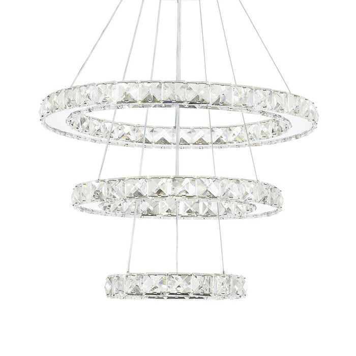 3 Rings Ceiling Light Crystal LED Chandelier Pendant Non-Dimmable ...